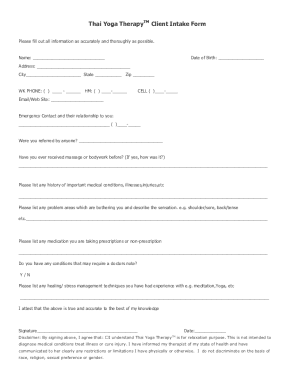 Fillable Online In-Joy Therapy and Yoga Client Intake Form Fax Email ...