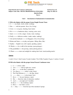 Fillable Online I Fill in the blanks with the proper forms Simple ...