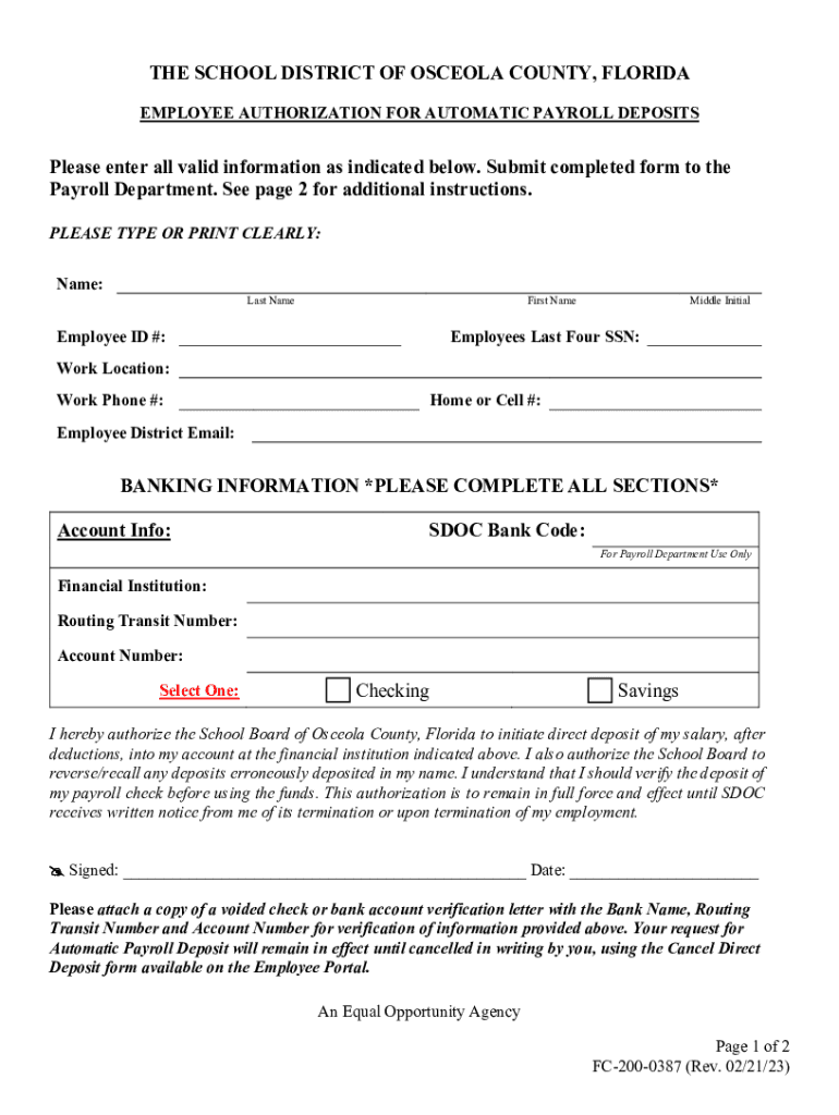 Fillable Online authorization / agreement for automatic deposit of ...