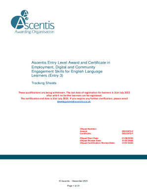 Fillable Online Ascentis Entry Level Award and Certificate in Employment, Digital ... Fax Email ...