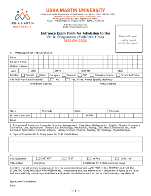 Fillable Online UMU-Phd-Admission-Application-Form Fax Email Print ...