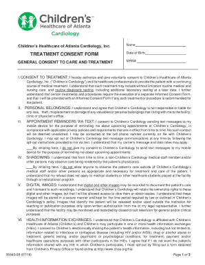 Fillable Online TREATMENT CONSENT FORM Fax Email Print - pdfFiller