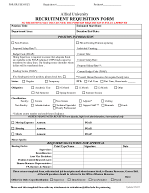 Fillable Online my alfred Alfred University Recruitment Requisition ...