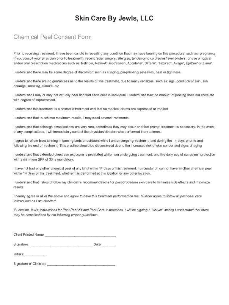 Fillable Online Roux Skin Care Studio Chemical Peel Consent Form Fax ...