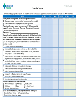 Fillable Online Transition TrackerAlberta Health Services Fax Email ...