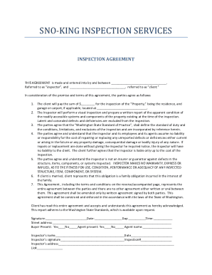 Fillable Online Pre-Inspection Agreement Sample - Certified Home ...