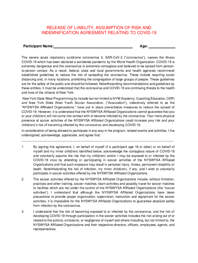 Fillable Online ASSUMPTION OF THE RISK, WAIVER OF LIABILITY ... - Ngin Fax Email Print - pdfFiller