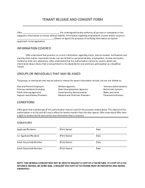 Fillable Online 3 - Tenant Release and Consent Form.docx Fax Email ...