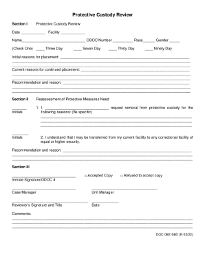 Fillable Online Protective Custody . Management in Adult Correctional ...