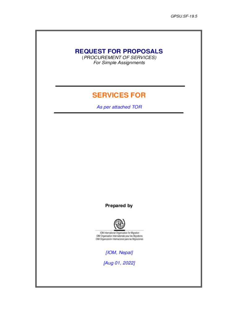 Fillable Online 19 05 Request for Proposal for Services (RFP-S) - IOM Nepal Fax Email Print ...