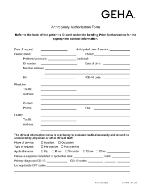 Fillable Online GEHA Authorization Form: Prosthetic Device Fax Email ...