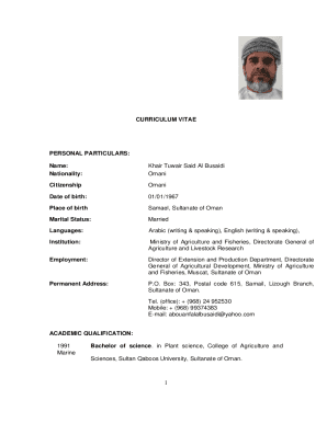 Fillable Online CURRICULUM VITAE PERSONAL PARTICULARS: Name: Khair ...
