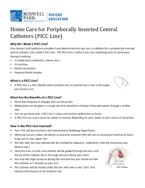 Fillable Online Home Care for Peripherally Inserted Central Catheters (PICC Line) Fax Email ...
