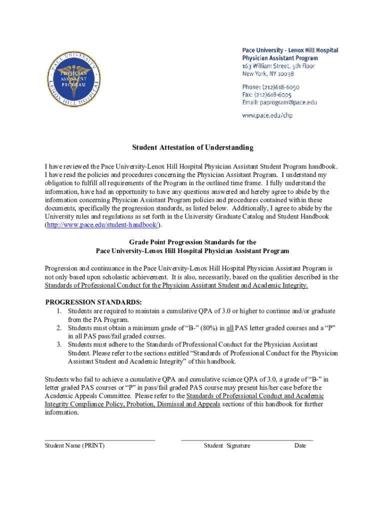 Fillable Online pace university-lenox hill hospital master in physician assistant ... Fax Email ...