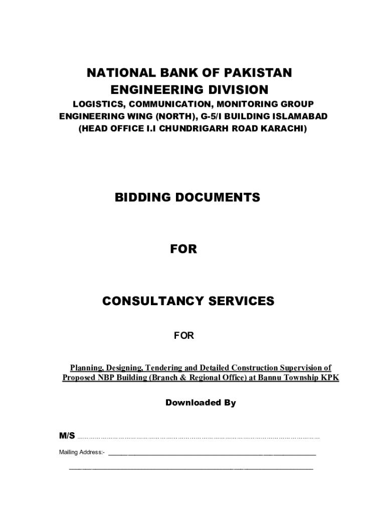 Fillable Online Consultancy Agreement for NBP Bannu Township Br and RO ...