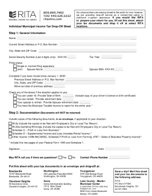 Fillable Online Individual Municipal Income Tax Drop-Off Sheet - City ...