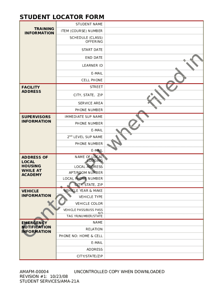 student locator Doc Template | pdfFiller