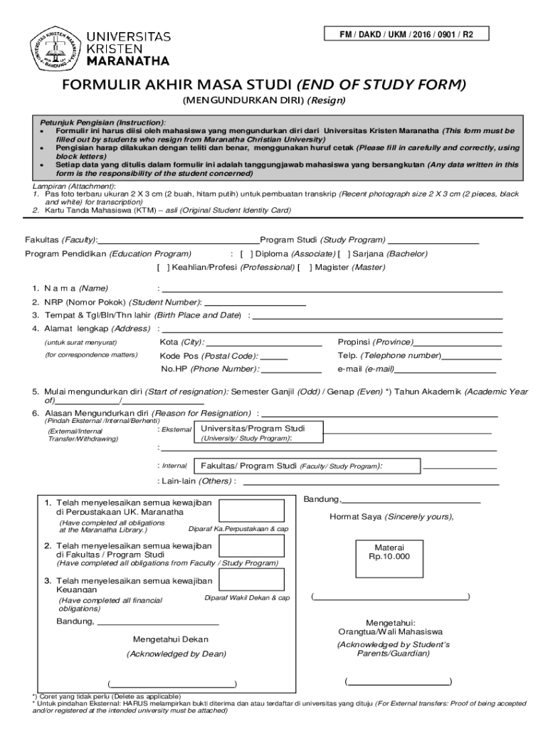 Fillable Online FORMULIR AKHIR MASA STUDI Fax Email Print - pdfFiller