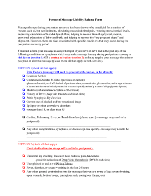 Fillable Online Postnatal Massage Liability Release Form Fax Email ...