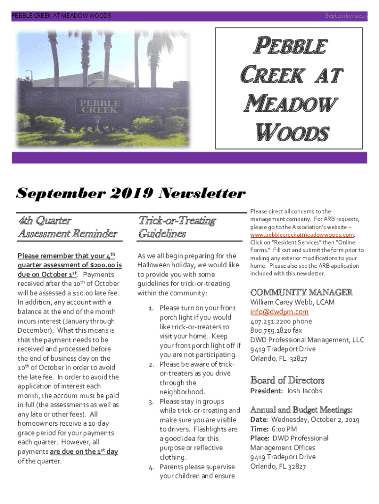 Fillable Online gate access form - Pebble Creek at Meadow Woods HOA Fax ...