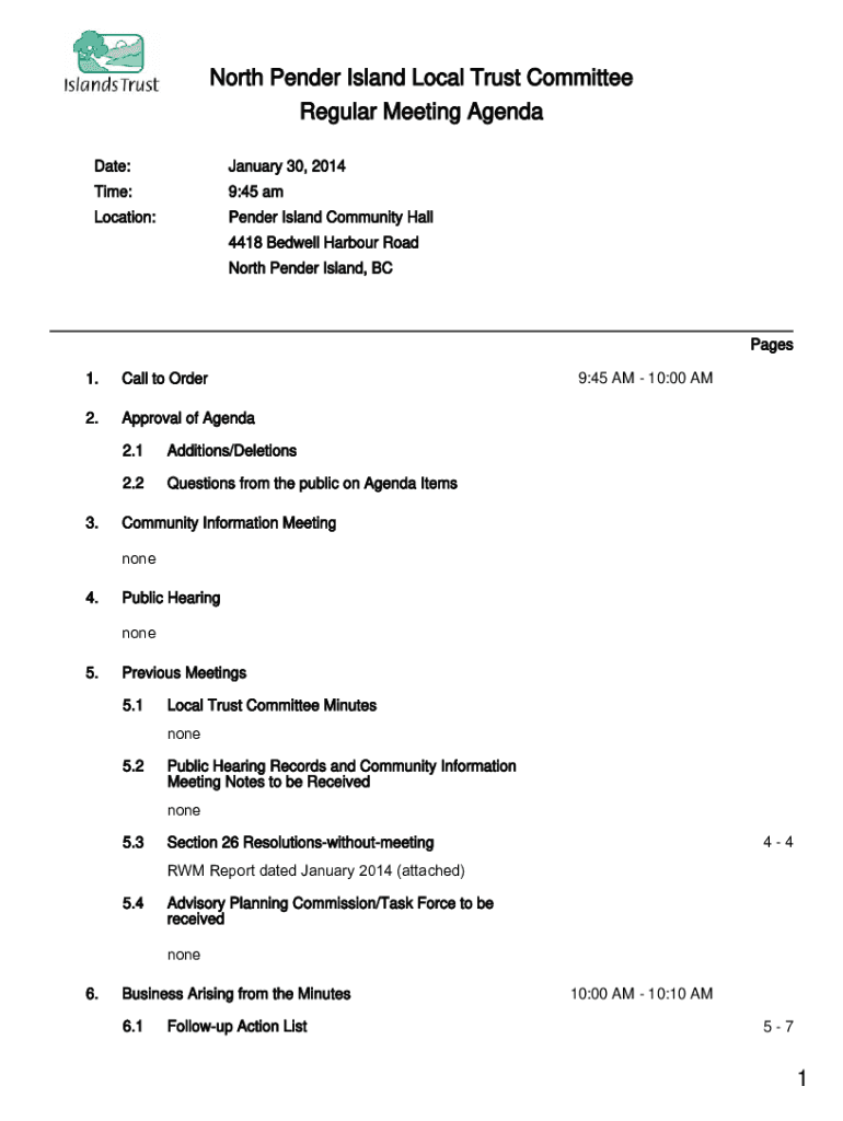 Fillable Online islandstrust bc Pender Island Community Hall Fax Email ...