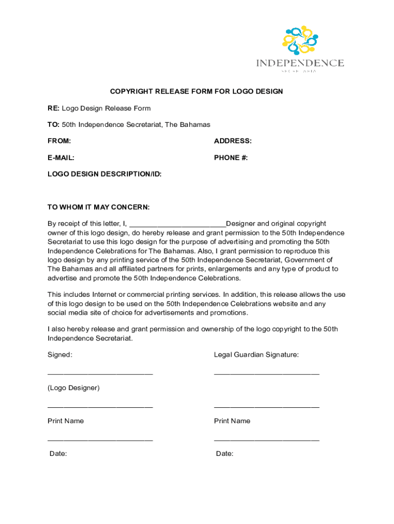Fillable Online COPYRIGHT RELEASE FORM FOR LOGO DESIGN RE Fax Email ...
