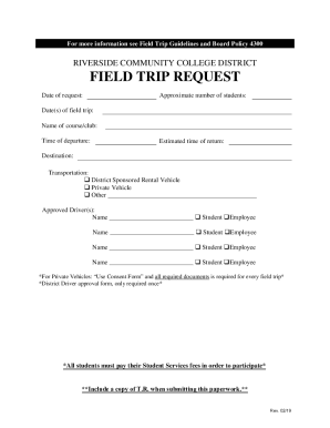 Fillable Online Field Trip packet Fillable Form - RCC Fax Email Print - pdfFiller