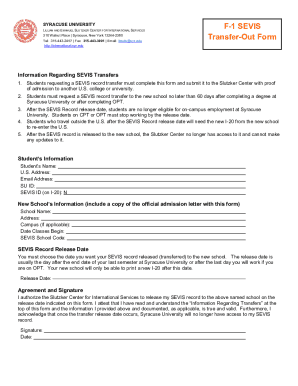 Fillable Online F-1 SEVIS Transfer-Out Form Fax Email Print - pdfFiller