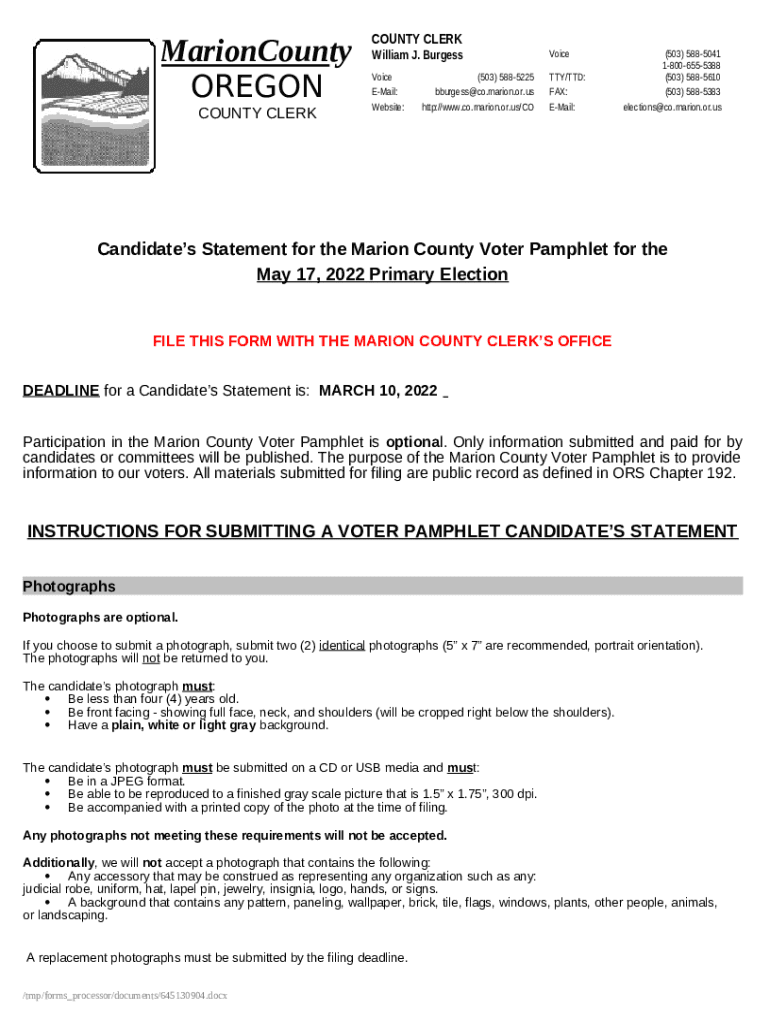 Explanatory Statement for Voter Pamphlet Doc Template | pdfFiller