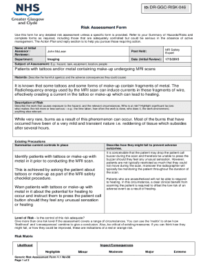 Fillable Online Risk Assessment Form Patients with tattoos and/or metal containing ... Fax Email ...