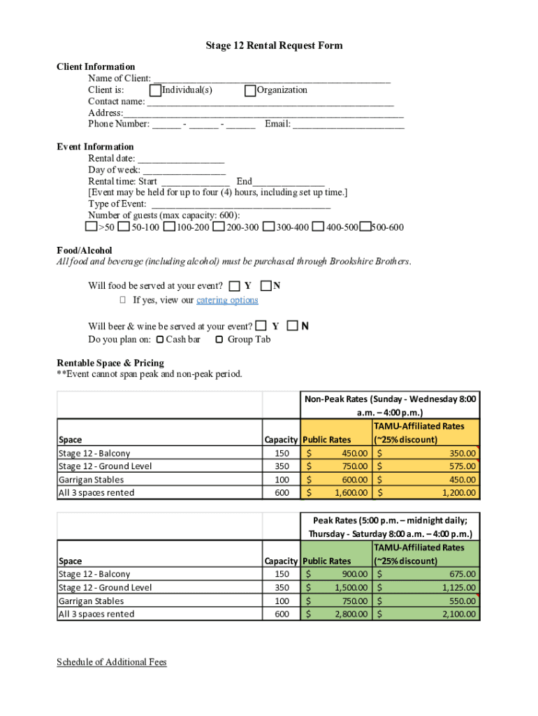 Stage 12 Rental Request Form - Blank Fillable Template | Fill Out ...