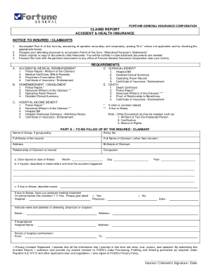 Fillable Online 3-PA-CLAIMS-REPORT-FORM.pdf - Fortune General Insurance ...