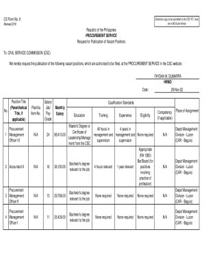Fillable Online CS Form No. 9 - DBM Fax Email Print - pdfFiller