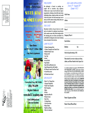 Fillable Online Summer Camp Programs - New Star Recreation Services Fax ...