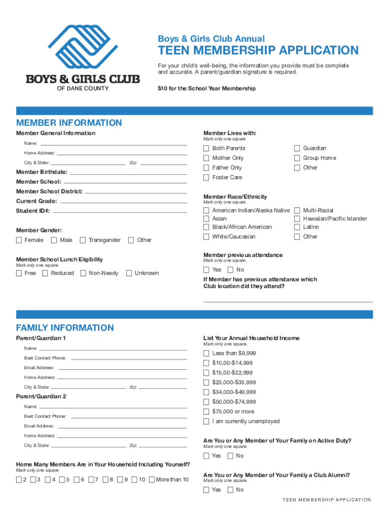 Fillable Online Boys & Girls Club Annual Fax Email Print - pdfFiller