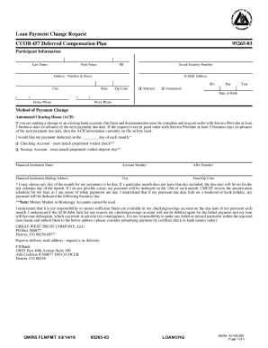 Fillable Online DEFERRED COMPENSATION PLAN LOAN CHANGE FORM Fax Email ...