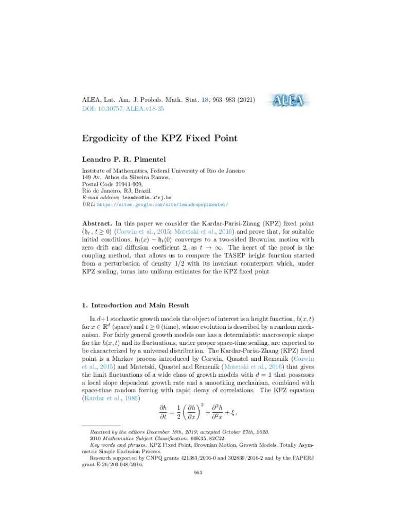 Fillable Online alea math cnrs The 20th Northwest Probability Seminar: The KPZ Fixed Point Fax ...