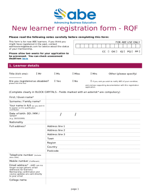Sri Lanka - new learner registration - ABE UK Doc Template | pdfFiller