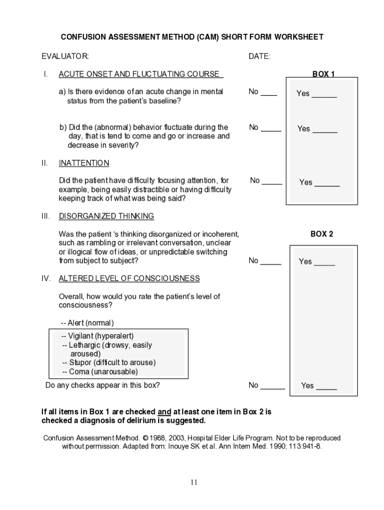 Fillable Online The Short Confusion Assessment Method (Short CAM ...