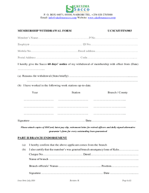 Fillable Online MEMBERSHIP WITHDRAWAL FORM UCSCS/F/FIN/003 Member's ...