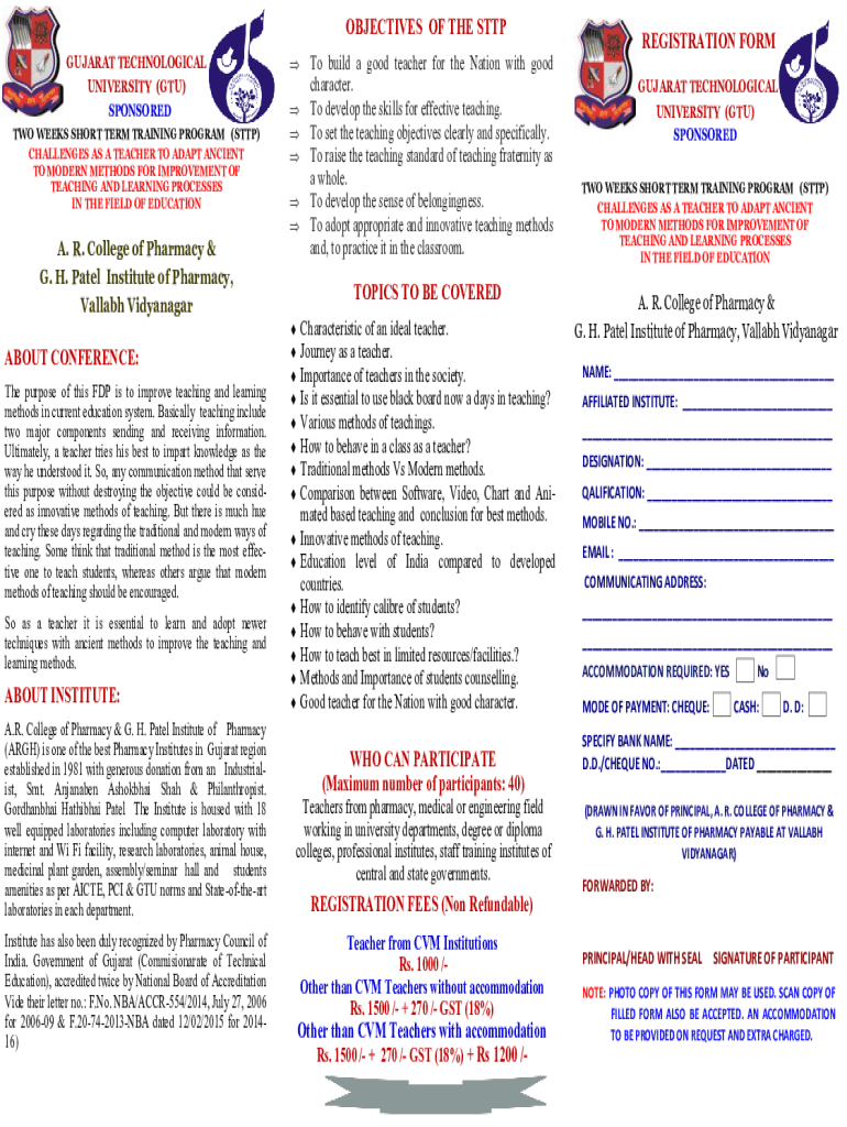 Fillable Online SHORT-TERM COURSE - Gujarat Technological University Fax Email Print - pdfFiller