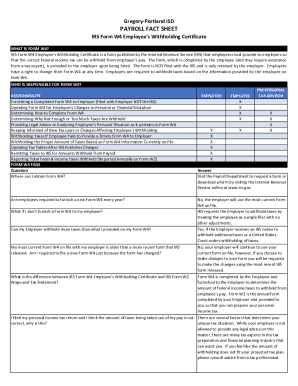 Fillable Online PAYROLL FACT SHEET - IRS Form W4 Employee's Withholding ...