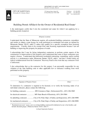 Fillable Online RESIDENTIAL OCCUPANCY AFFIDAVIT - City of Saint Paul ...