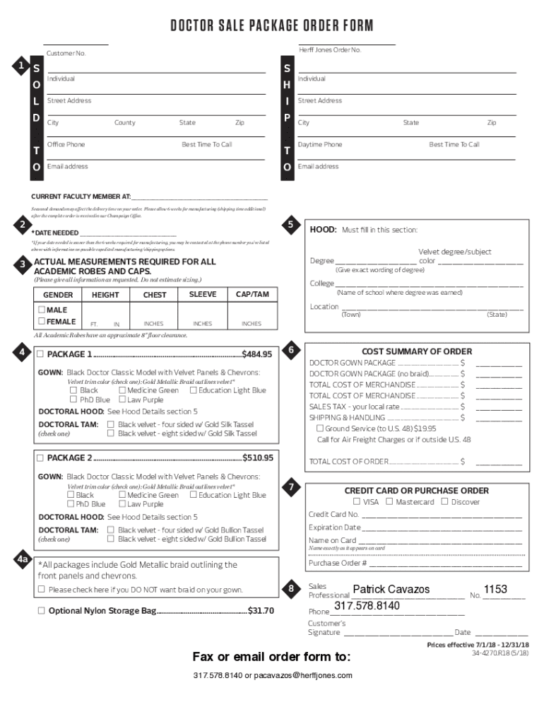 Fillable Online DOCTOR SALE PACKAGE ORDER FORM Fax Email Print - pdfFiller