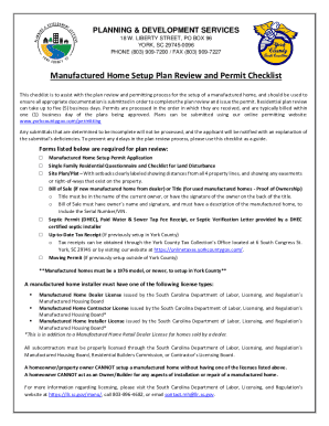 Fillable Online Manufactured Home Setup Plan Review and Permit ...