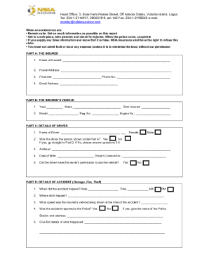 Fillable Online MOTOR CLAIM FORM- NSIA Fax Email Print - pdfFiller