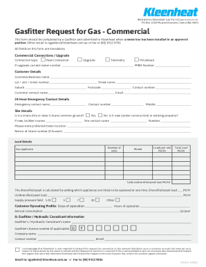 Fillable Online Gas Fitter Request For Gas Form - Kleenheat Fax Email ...