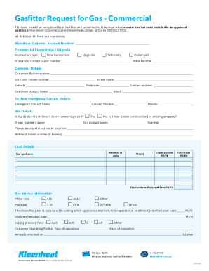 Fillable Online Gas fitter Request For Gas FormKleenheat Help Centre ...