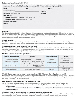 Fillable Online Progressive Return to Activity Following Concussion ...