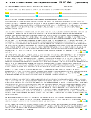 Fillable Online Maine Boat Rental Agreement - Standard Boat Lease ...